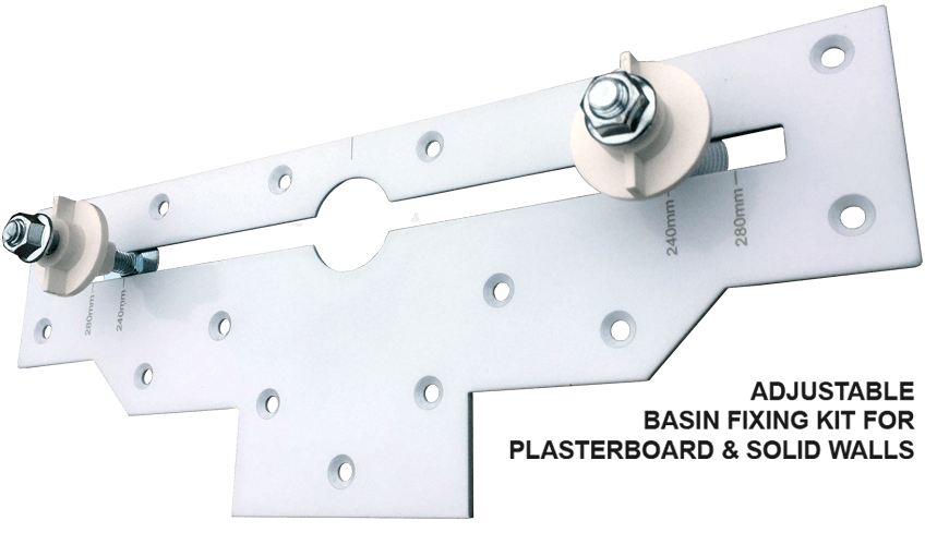 ADJUSTABLE BASIN FIXING KIT ON PLASTERBOARD & SOLID WALLS